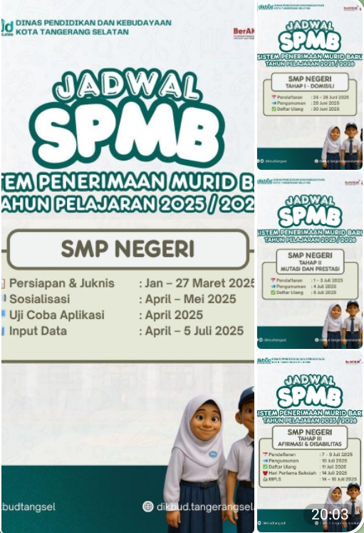 Catat! Jadwal SPMB SMP Negeri Tangsel 2025, Pendaftaran Dibuka Mulai 24 ...